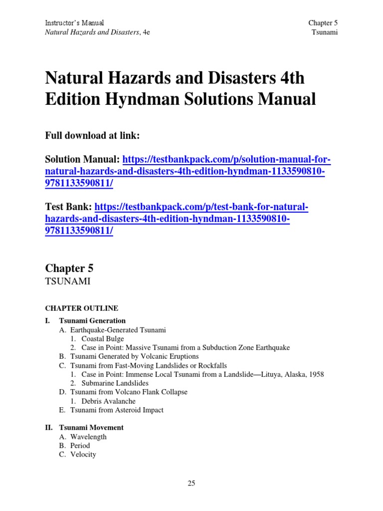 Natural Hazards and Disasters 4th Edition Hyndman Solutions Manual 1 | PDF
