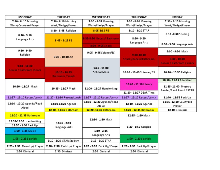 2023-2024 Class Schedule 1 | PDF