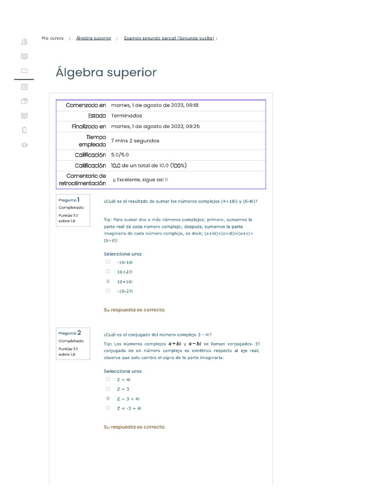 2 Examen Segunda Vuelta. Algebra Superior. | PDF