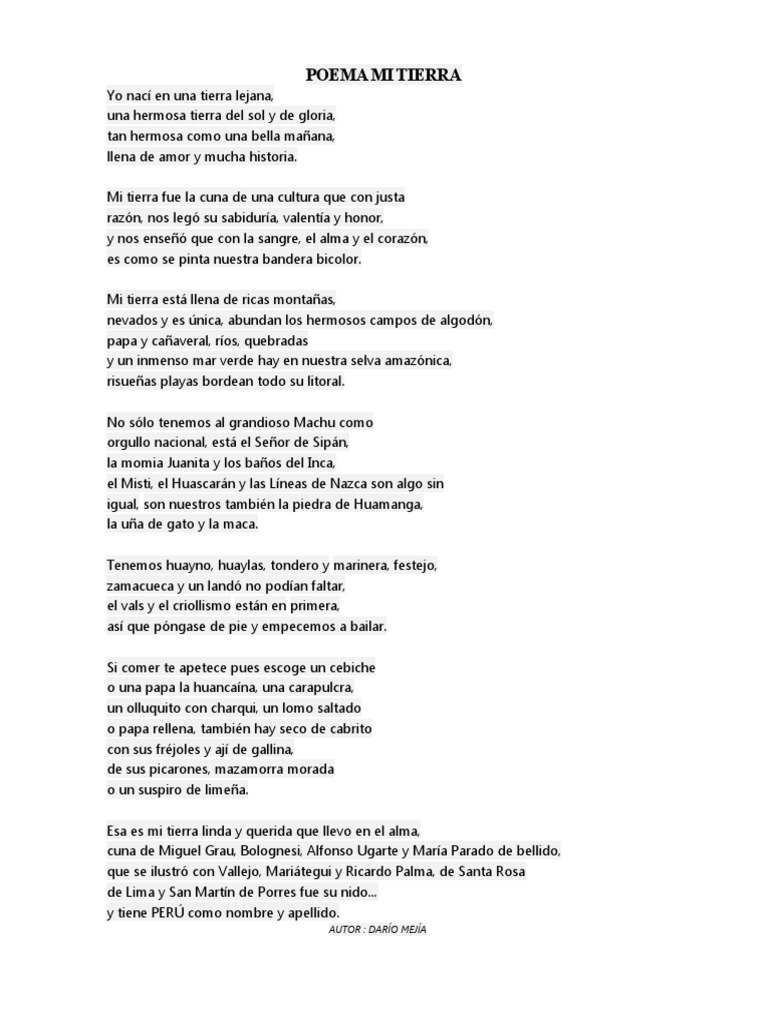 POEMA MI TIERRA | PDF