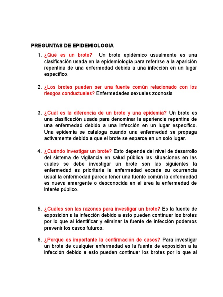 PREGUNTAS DE EPIDEMIOLOGIA Final | PDF | Ciencia y matemáticas