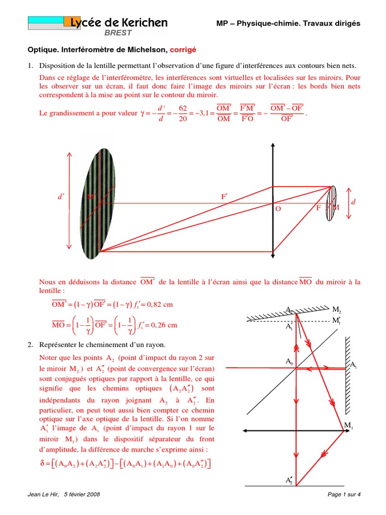 Interféromètre de Michelson en Optique | PDF