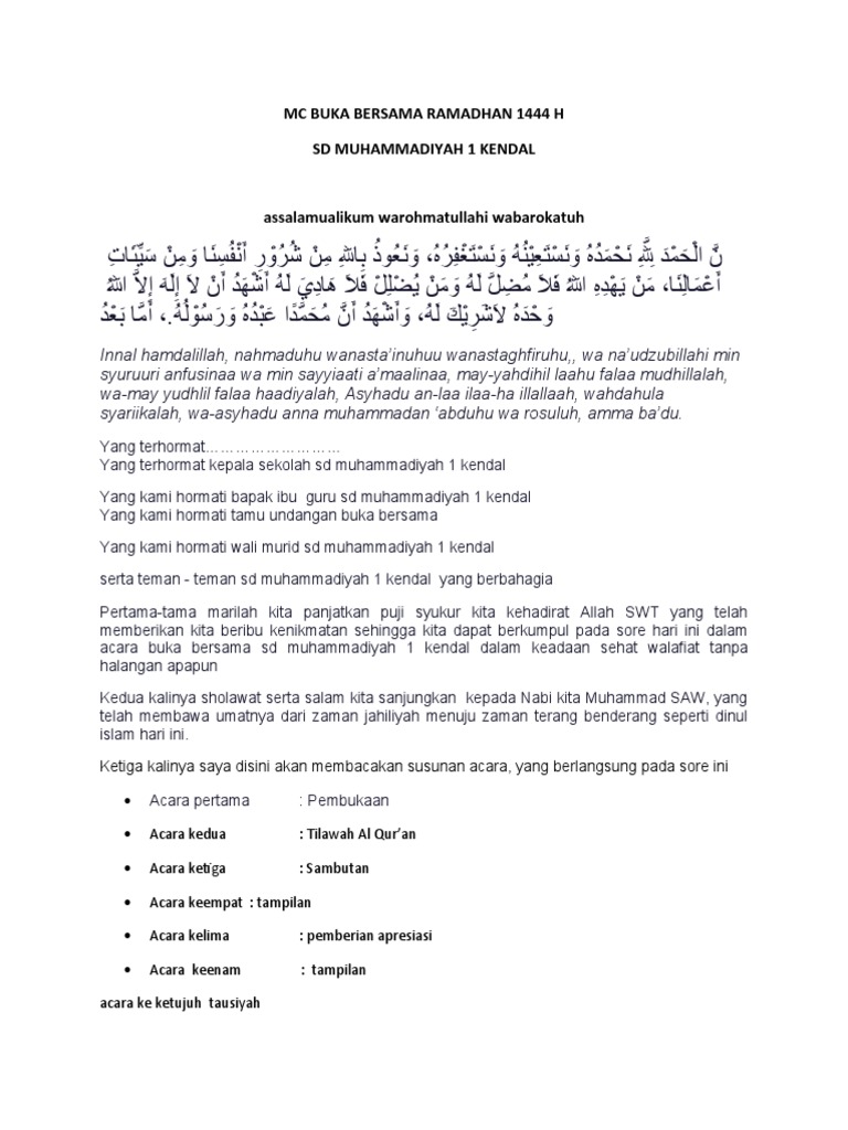 MC Buka Bersama Ramadhan 1444 H | PDF