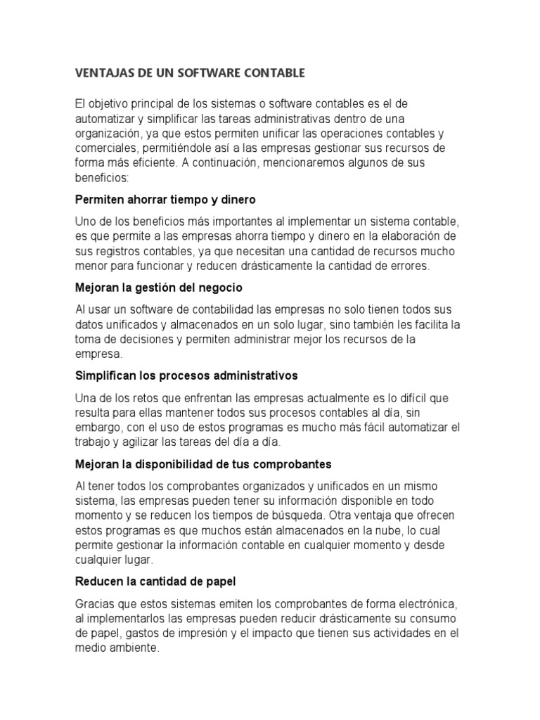 Ventajas de Un Software Contable | PDF