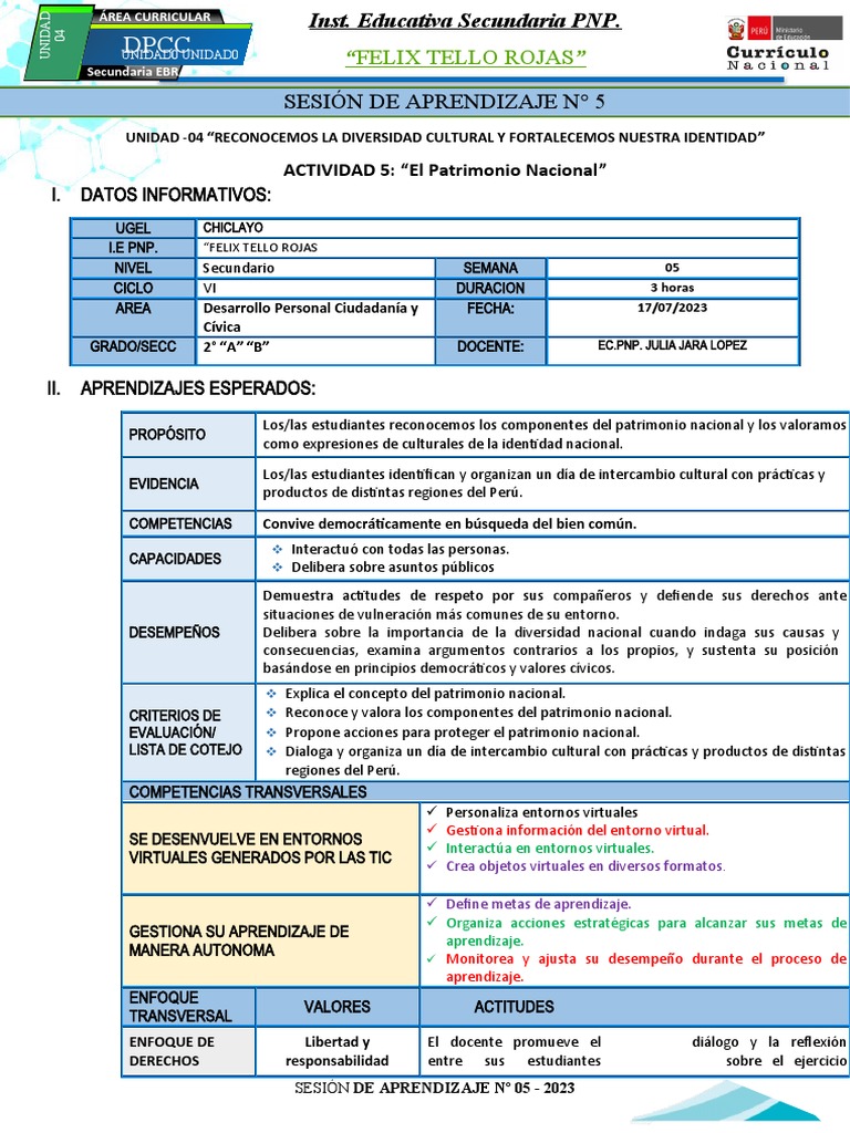2º DPCC - Ses 5 Uni 4 - Sem 05 - Julia | PDF