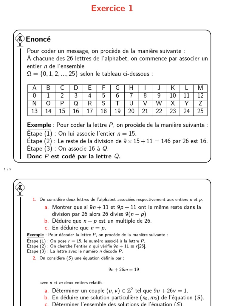 Codage et Décodage de Messages Mathématiques | PDF