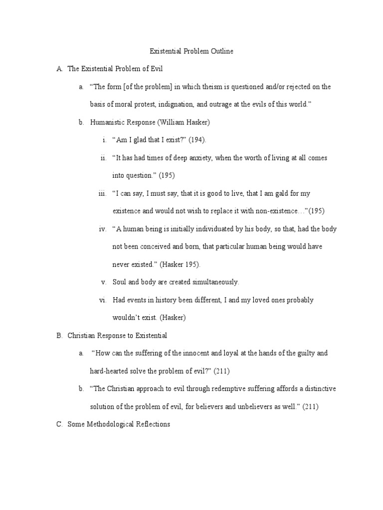 Existential Problem Outline | Download Free PDF | Problem Of Evil | God Existential Problem Outline | Download Free PDF | Problem Of Evil | God