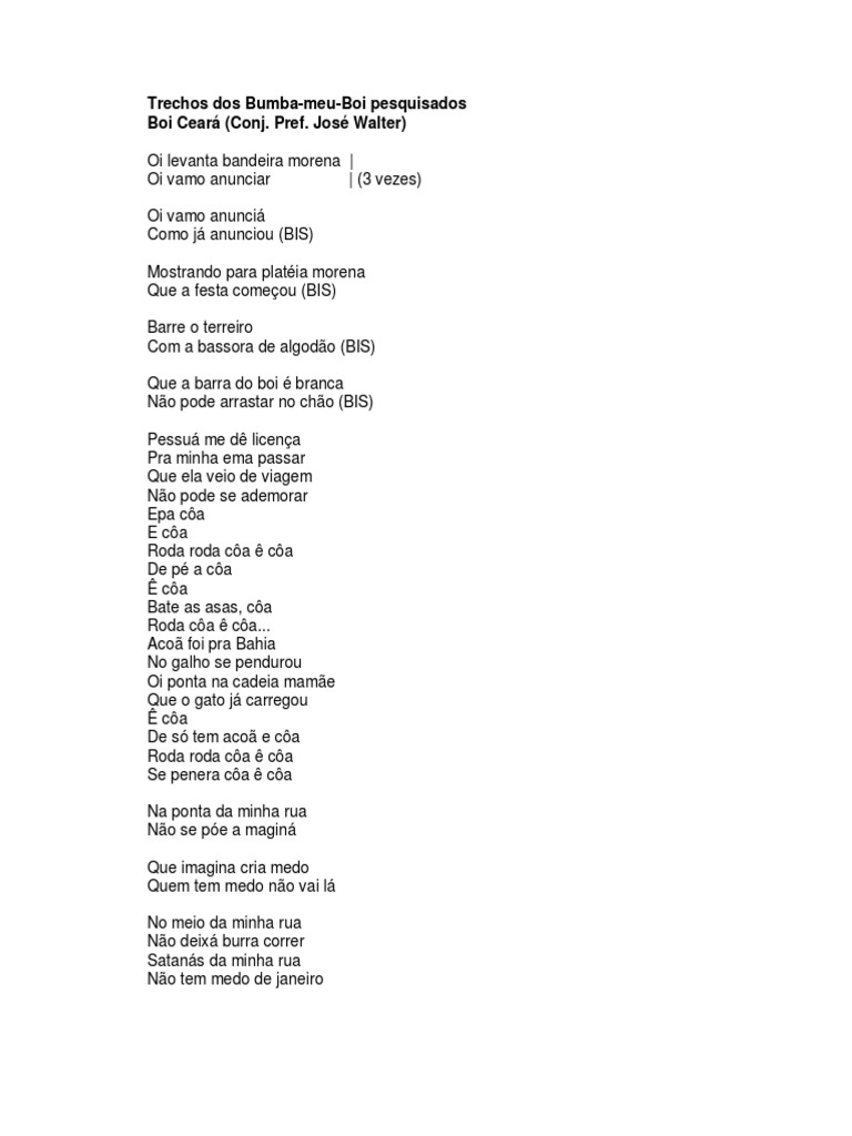 Bumba Meu Boi-Letras | PDF | Oração | Maria, mãe de Jesus