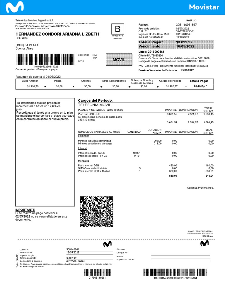 Mayo Movistar Factura | PDF