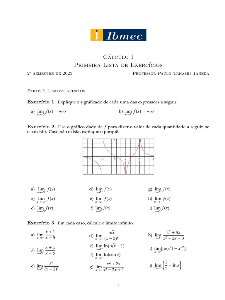 C Lculo I - Lista1 | PDF