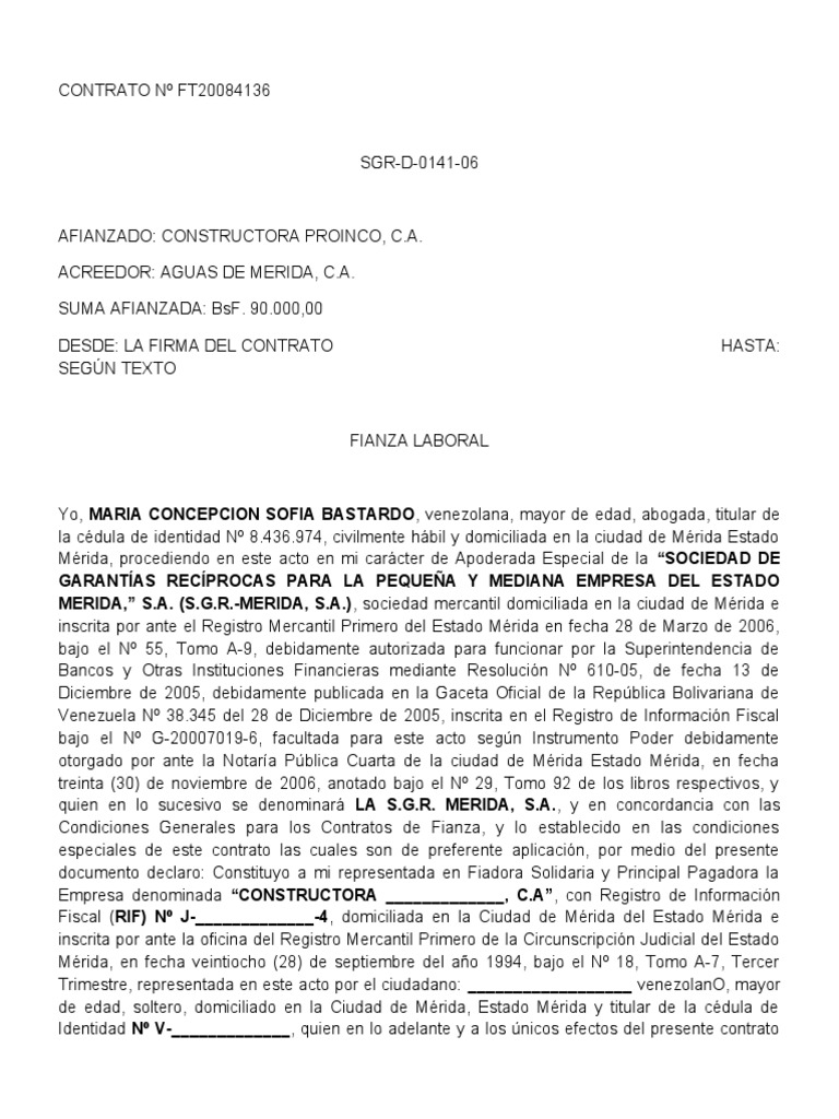 Fianza LABORAL | PDF | Daños y perjuicios | Pagos