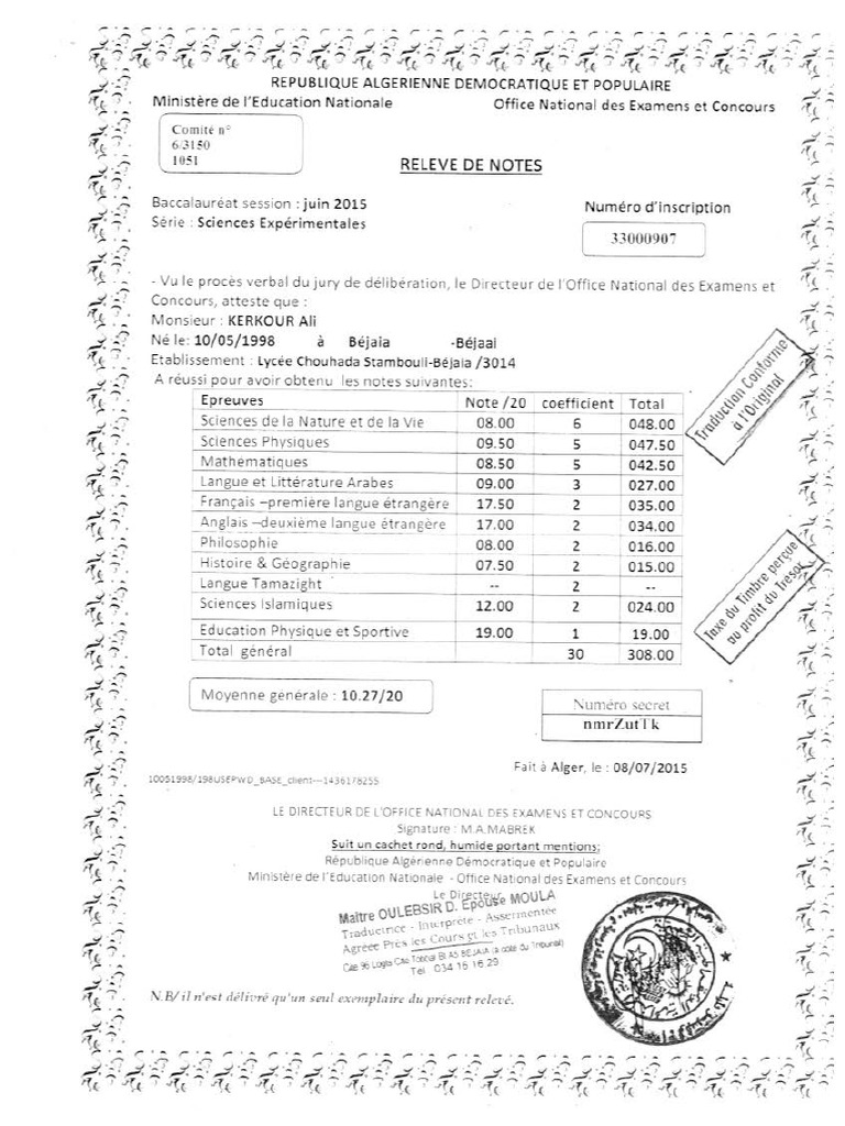 Recuperer Releve Note Bac | Relevé De Notes Bac Pro Agricole – TPFA