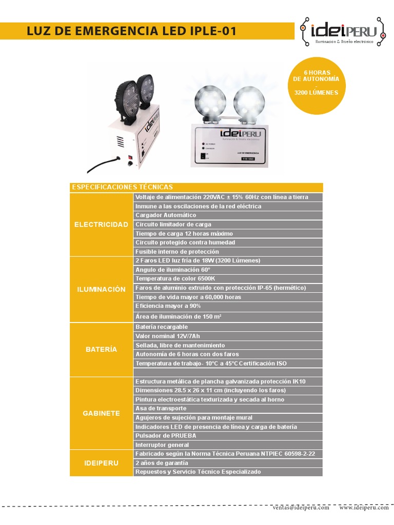 Ficha Luz de Emergencia Iple-01 | PDF