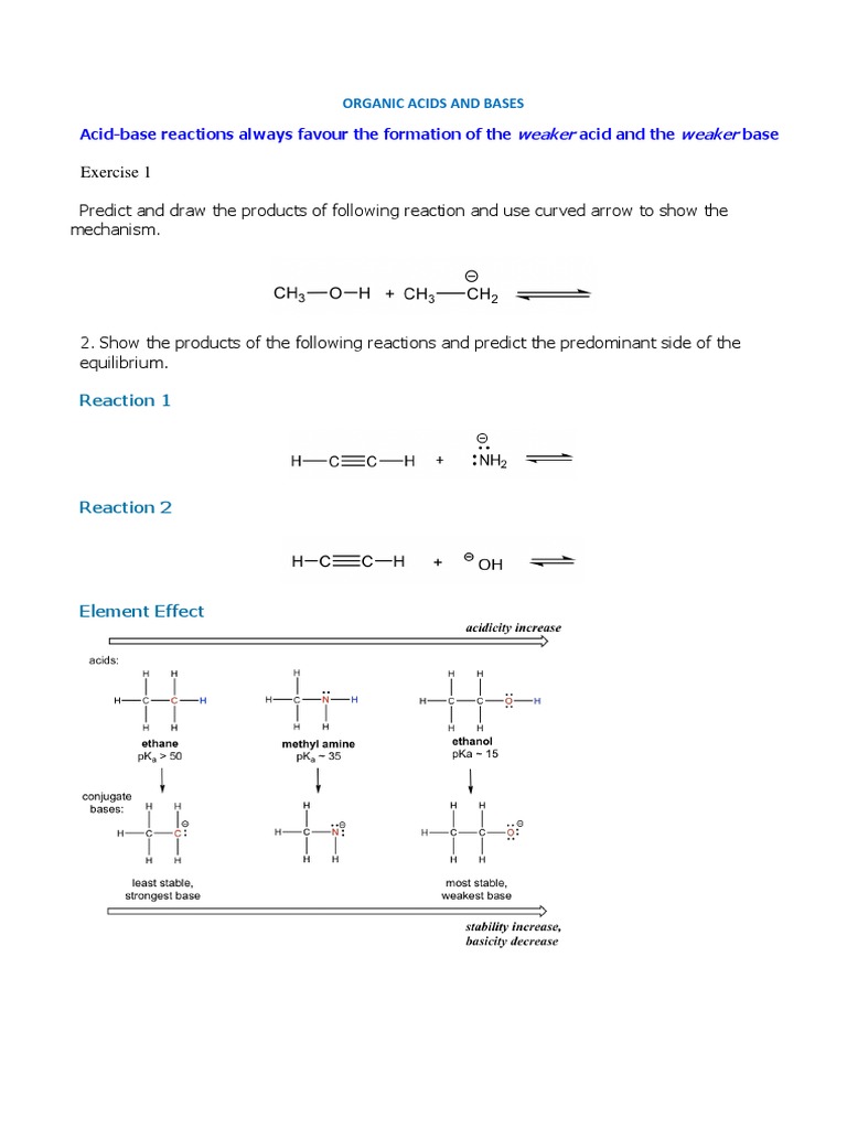 Organic Acids and Bases Exercises | PDF