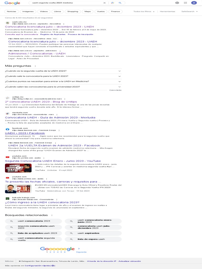 Uaeh Segunda Vuelta 2023 Medicina - Buscar Con Google | Descargar gratis PDF | Red mundial ...