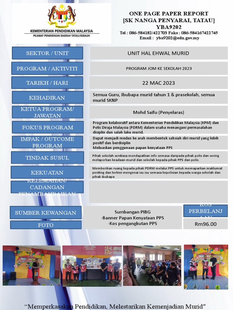 OPPR Program Jom Ke Sekolah 2023 | PDF