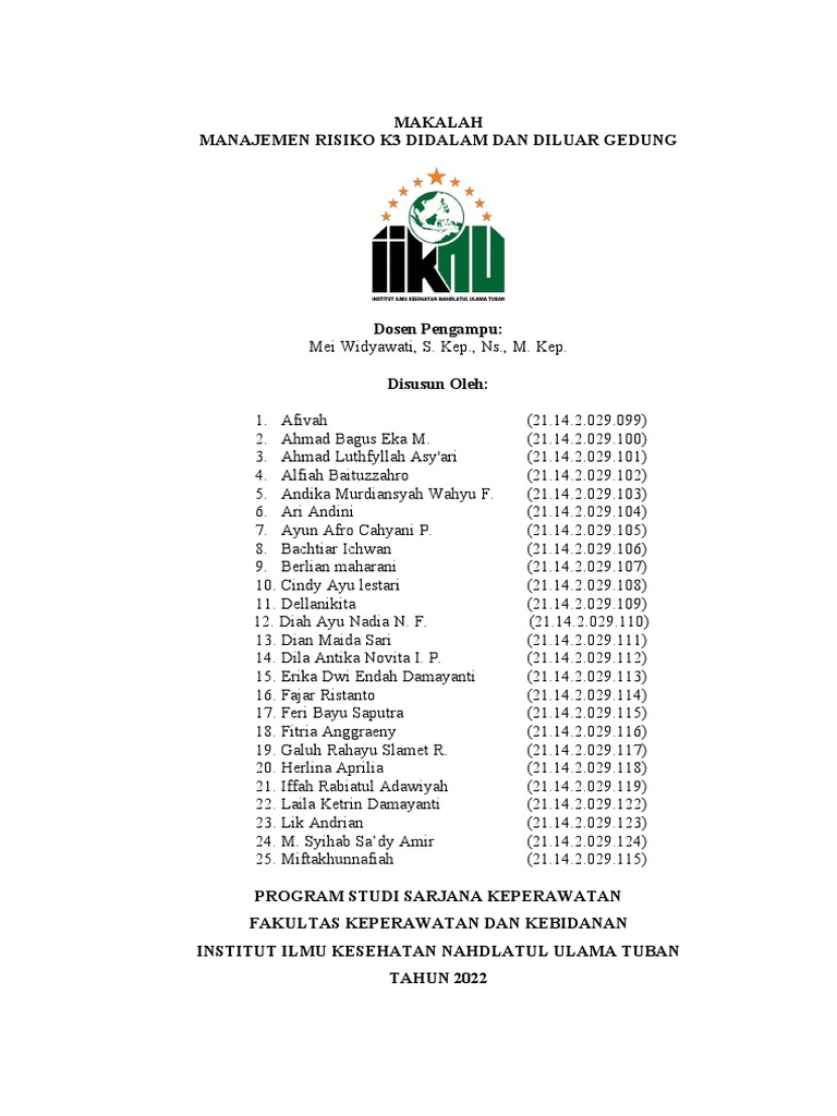 Kel.1 - 4C - Manajemen Risiko K3 Didalam Dan Diluar Gedung | PDF