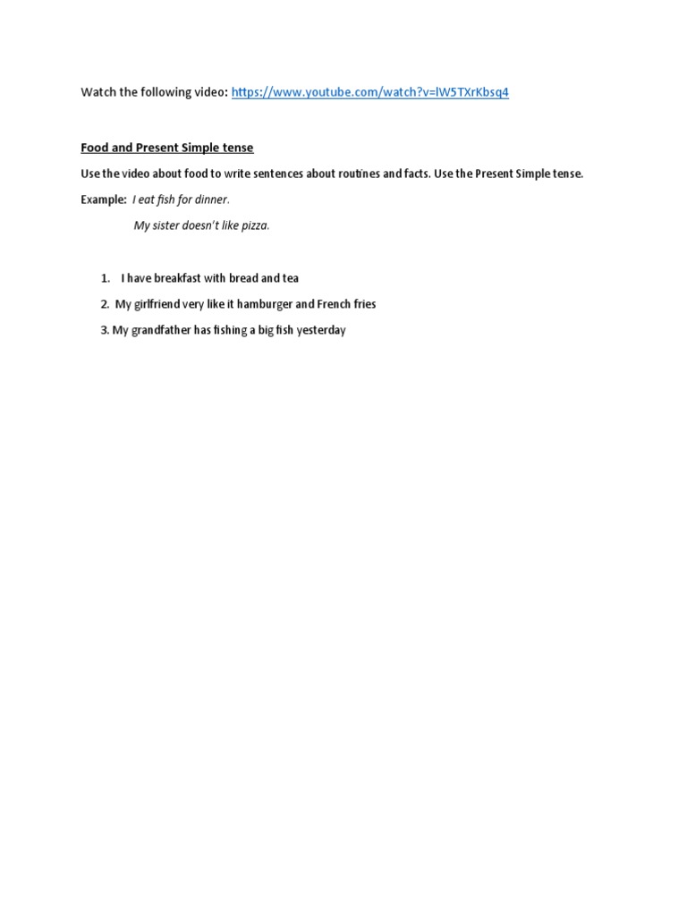 Food and Present Simple Activity Realizado | PDF | Wellness