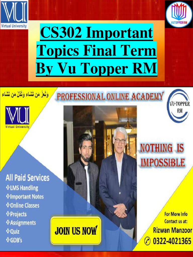 CS302 Subjective FinalTerm by Vu Topper RM | PDF
