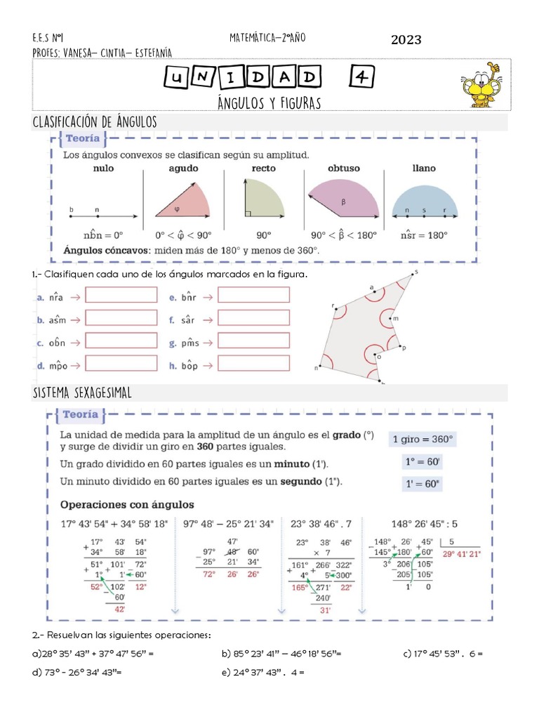 2°-Unidad 4-Ángulos y Figuras | PDF | Geometría Elemental | Geometría ...
