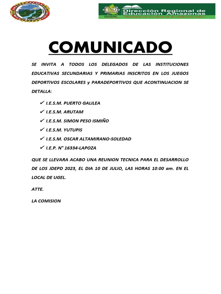 Comunicado de Gestion de Riesgo y Desastre | PDF