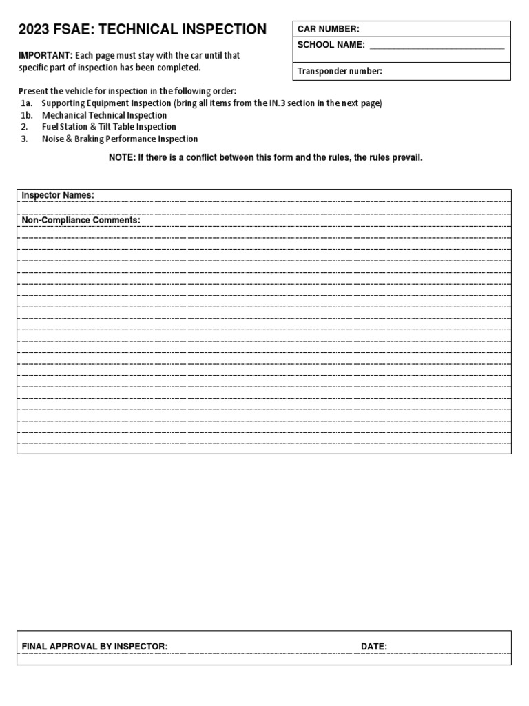 2023-05-01_2023_FSAE_Tech_Form_-May_Comp | PDF | Pipe (Fluid Conveyance ...