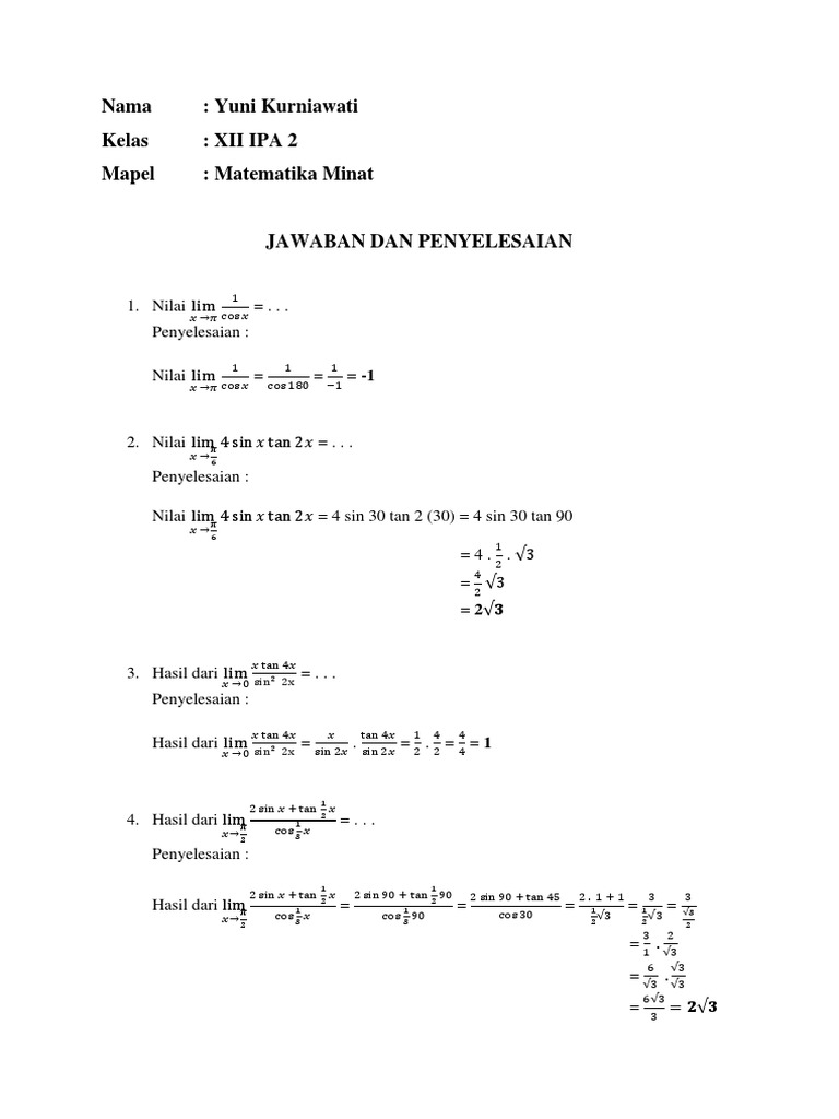 Yuni Kurniawati 12 IPA 2 (MTK MINAT) | PDF