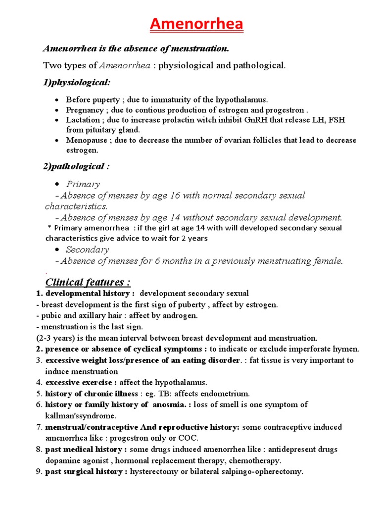 Amenorrhea | PDF