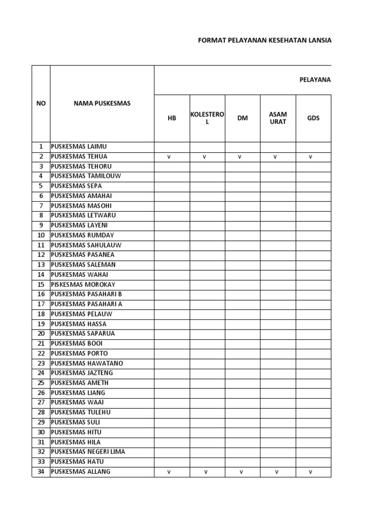 Format Pelayanan Kesehatan Lansia | PDF