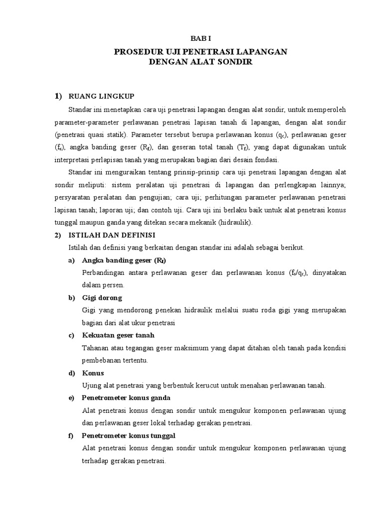 Sop Kerja Sondir Bor Dan Swelling Ip | PDF