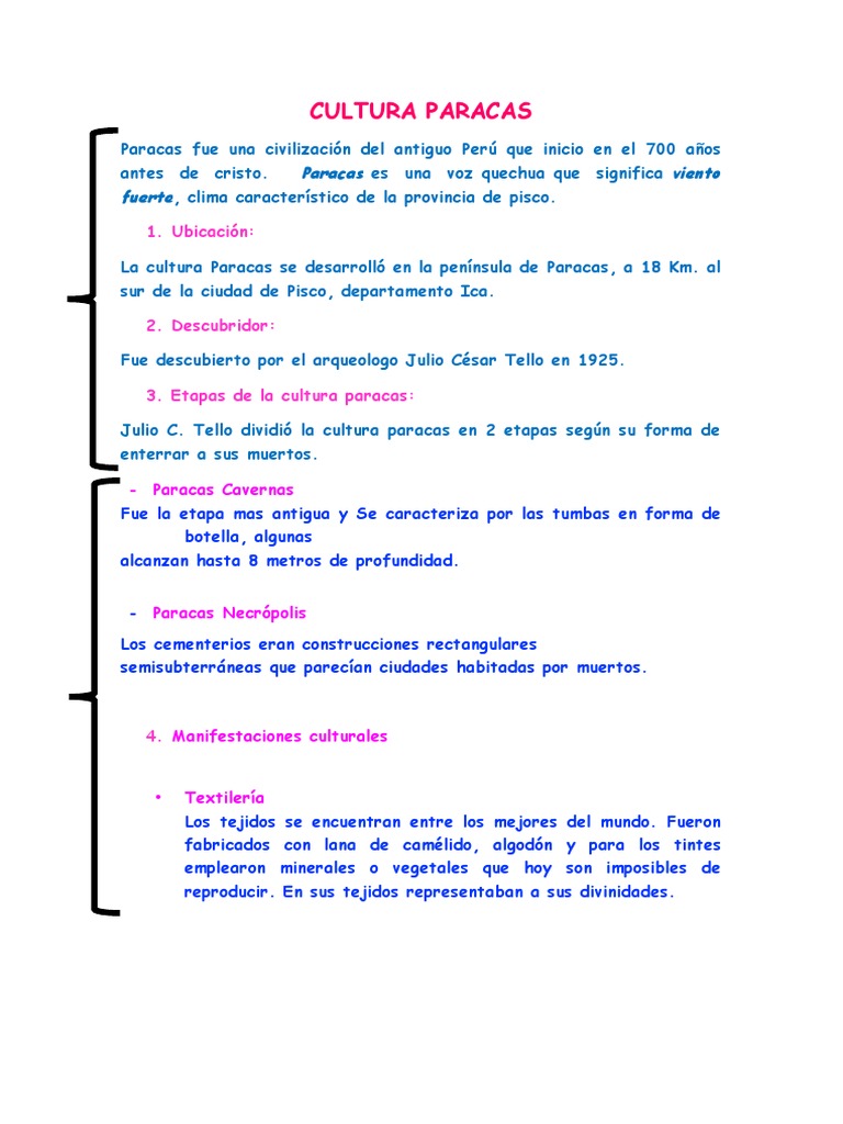 Cultura Paracas: Ubicación y Etapas | PDF