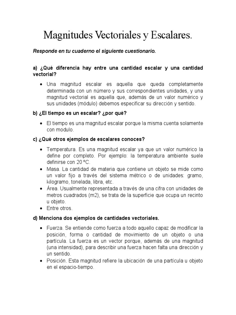 Magnitudes Vectoriales y Escalares | PDF