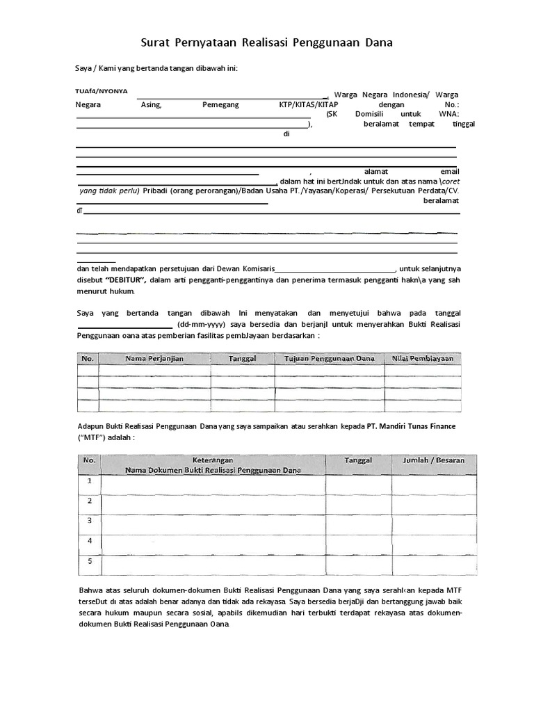 Surat Pernyataan RAB | PDF