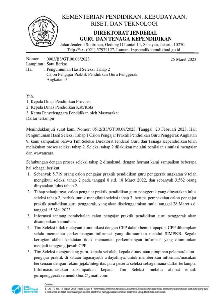 0903 - Pengumuman - Seleksi Tahap 2 CPP9 - PROV BANTEN | PDF