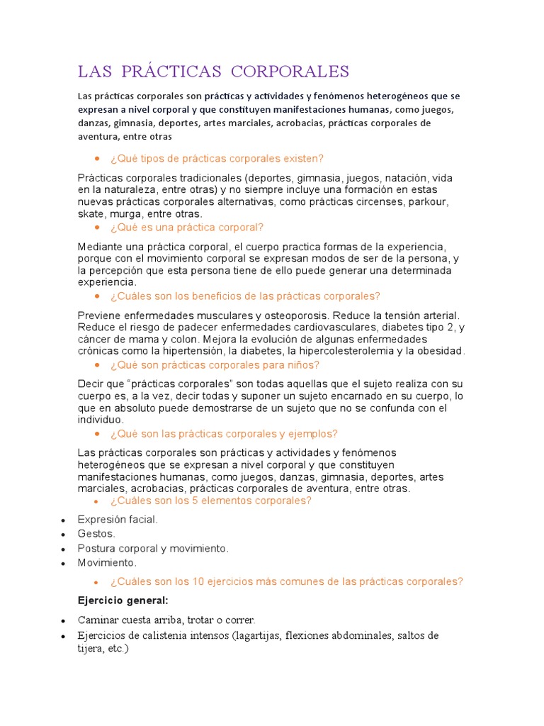 Las Prácticas Corporales | PDF