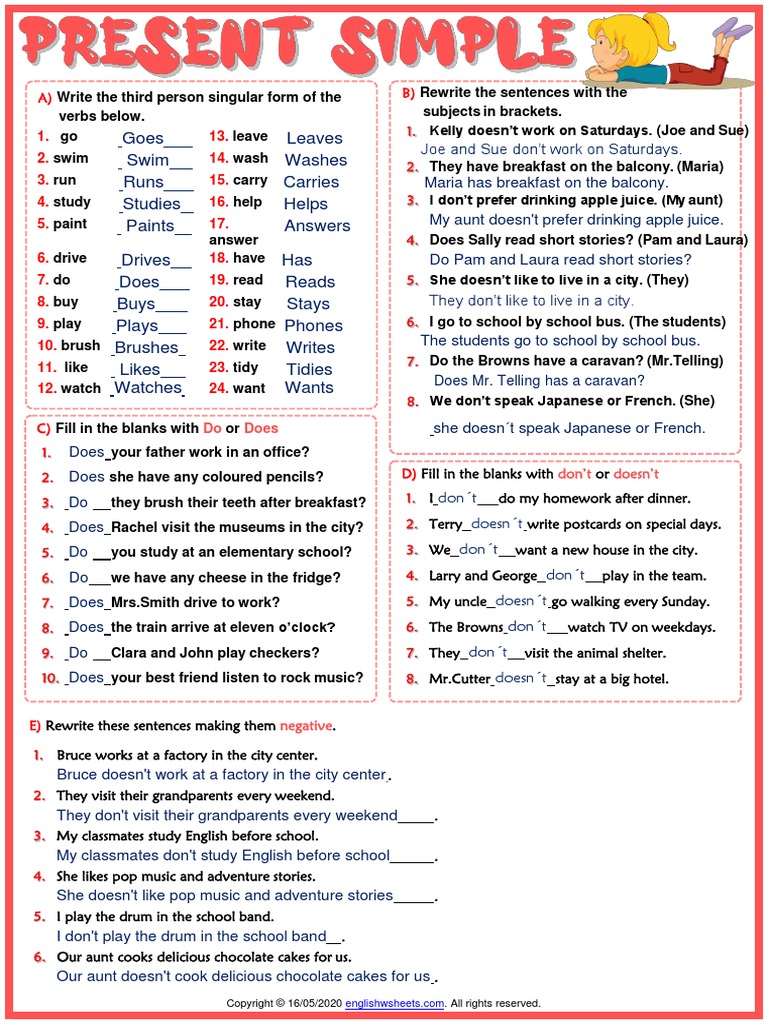 Simple Present Exercise | PDF