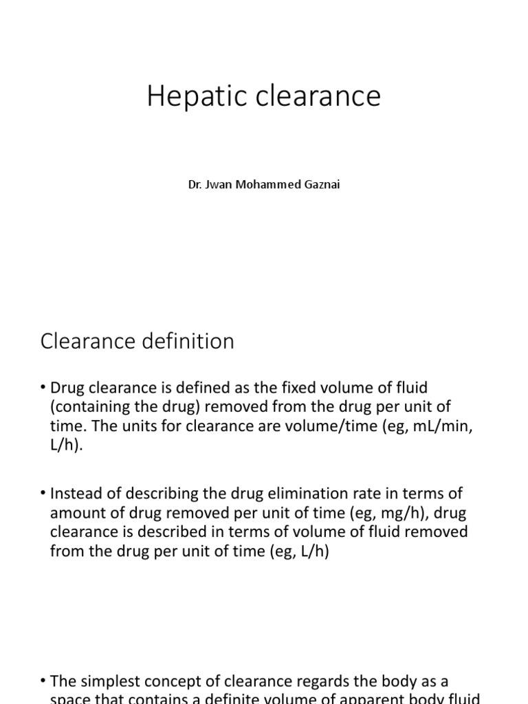 Hepatic Clearance | PDF