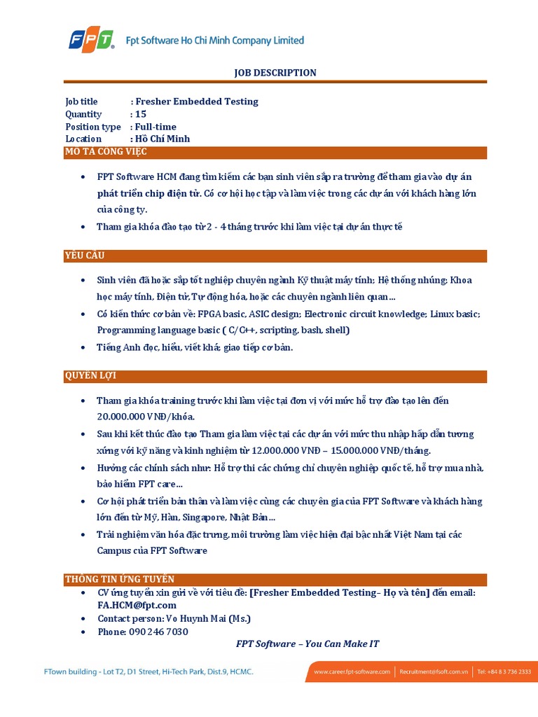 FPT SOFTWARE HCM Fresher Embedded Testing | PDF