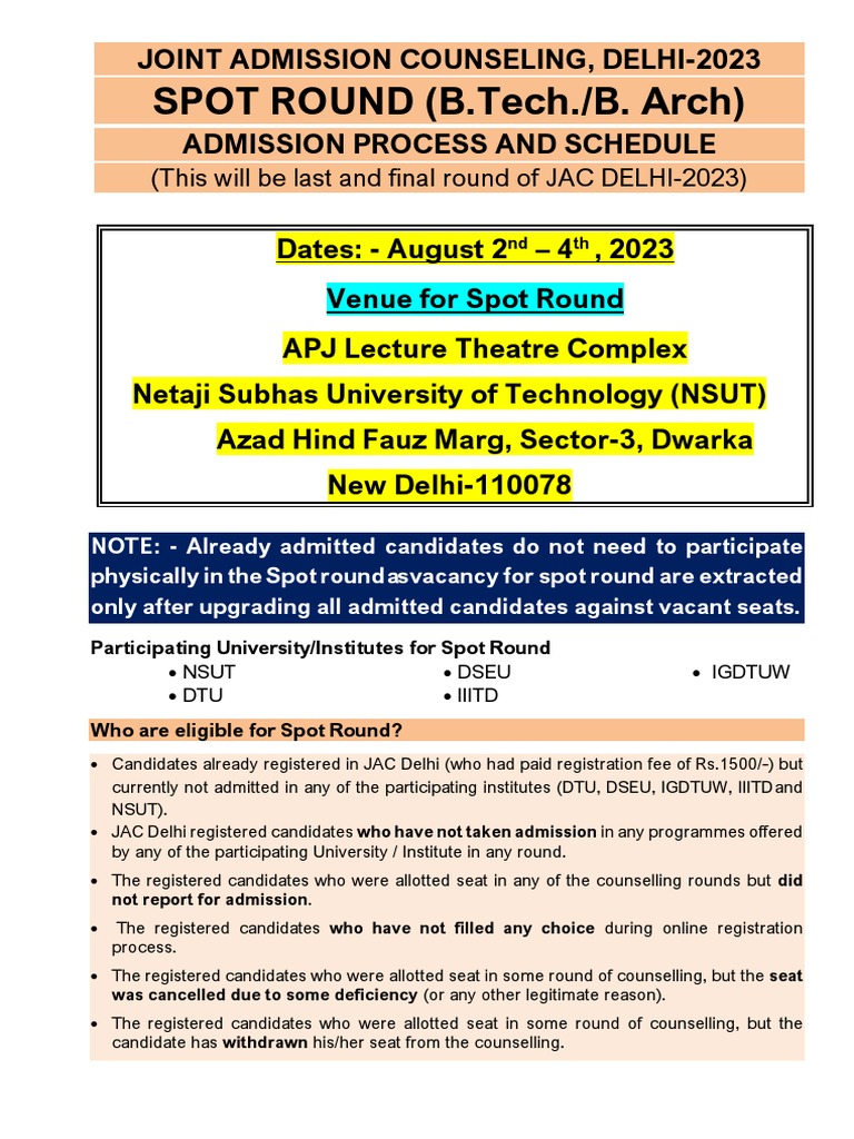 JAC Delhi Spot Round | PDF