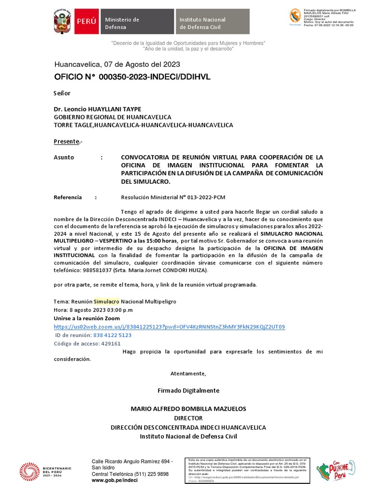 Oficio 000350 2023 Ddihvl | PDF