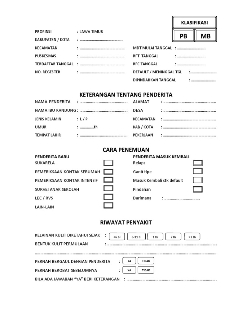 Formulir Kartu Penderita, PFS Dan Pemantauan Prednison | PDF