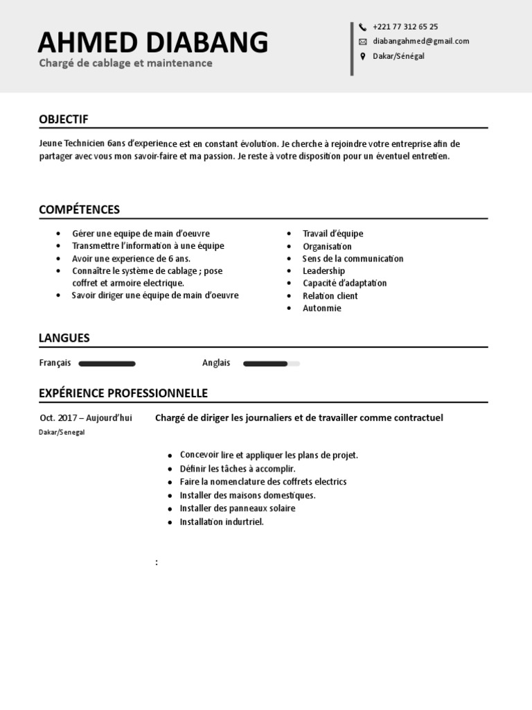 AHMED124 Modele Cv Canadien Rh | PDF