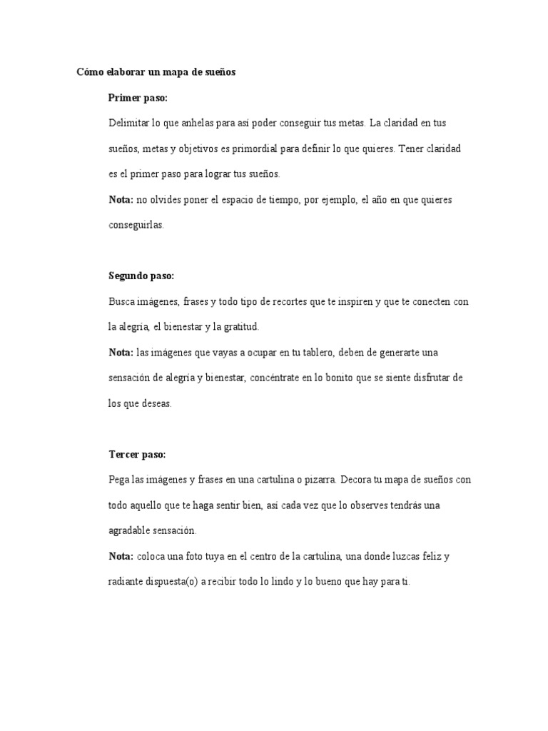 Cómo Elaborar Un Mapa De Sueños Pdf
