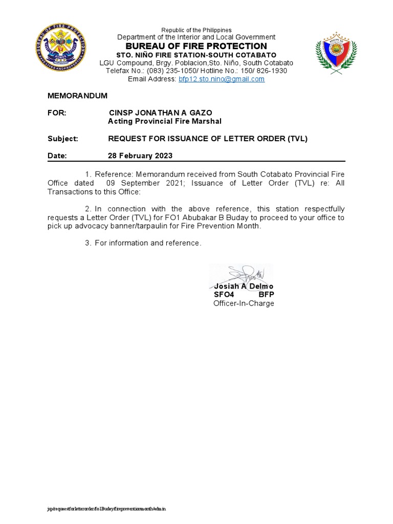 Sample Request For Letter Order | PDF