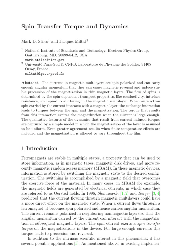 Spin-Transfer Torque and Dynamics | PDF | Spin (Physics) | Ferromagnetism