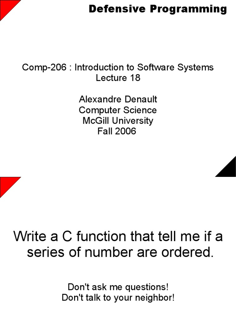 Defensive Programming Pdf Computer Programming Variable Computer