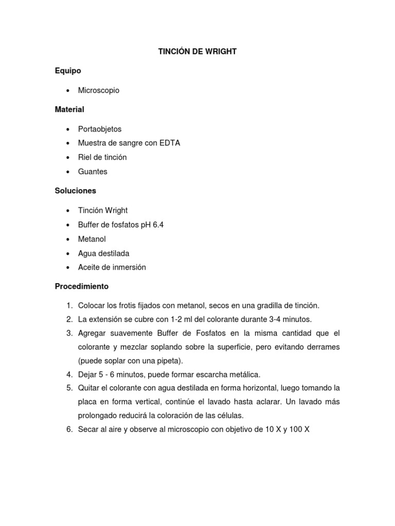 Paso A Paso Tinción de Wright | PDF