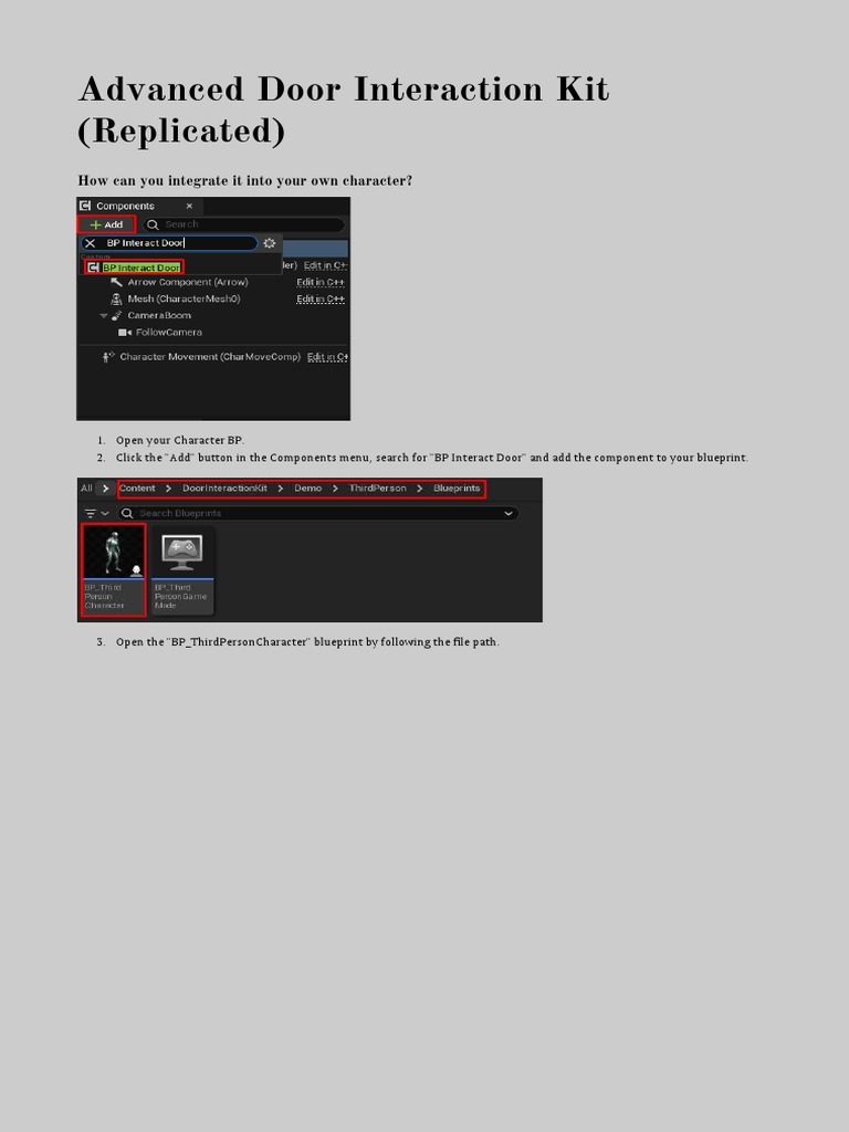 Advanced Door Interaction Kit (Replicated) | PDF