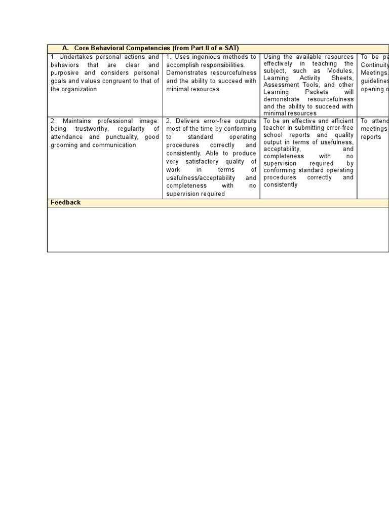 Core Behavioral Competencies | PDF