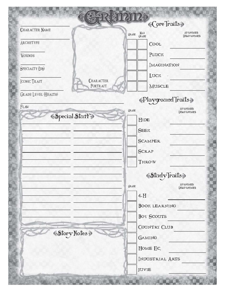 Character Info Sheet Template | PDF